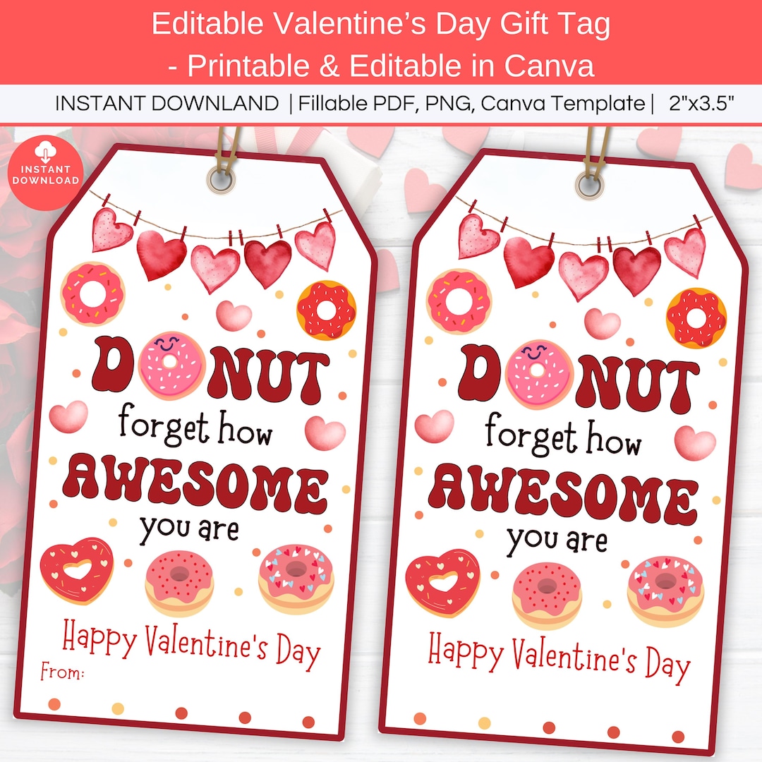 Donut Forget How Awesome You Are Printable Valentine Gift Tags ...