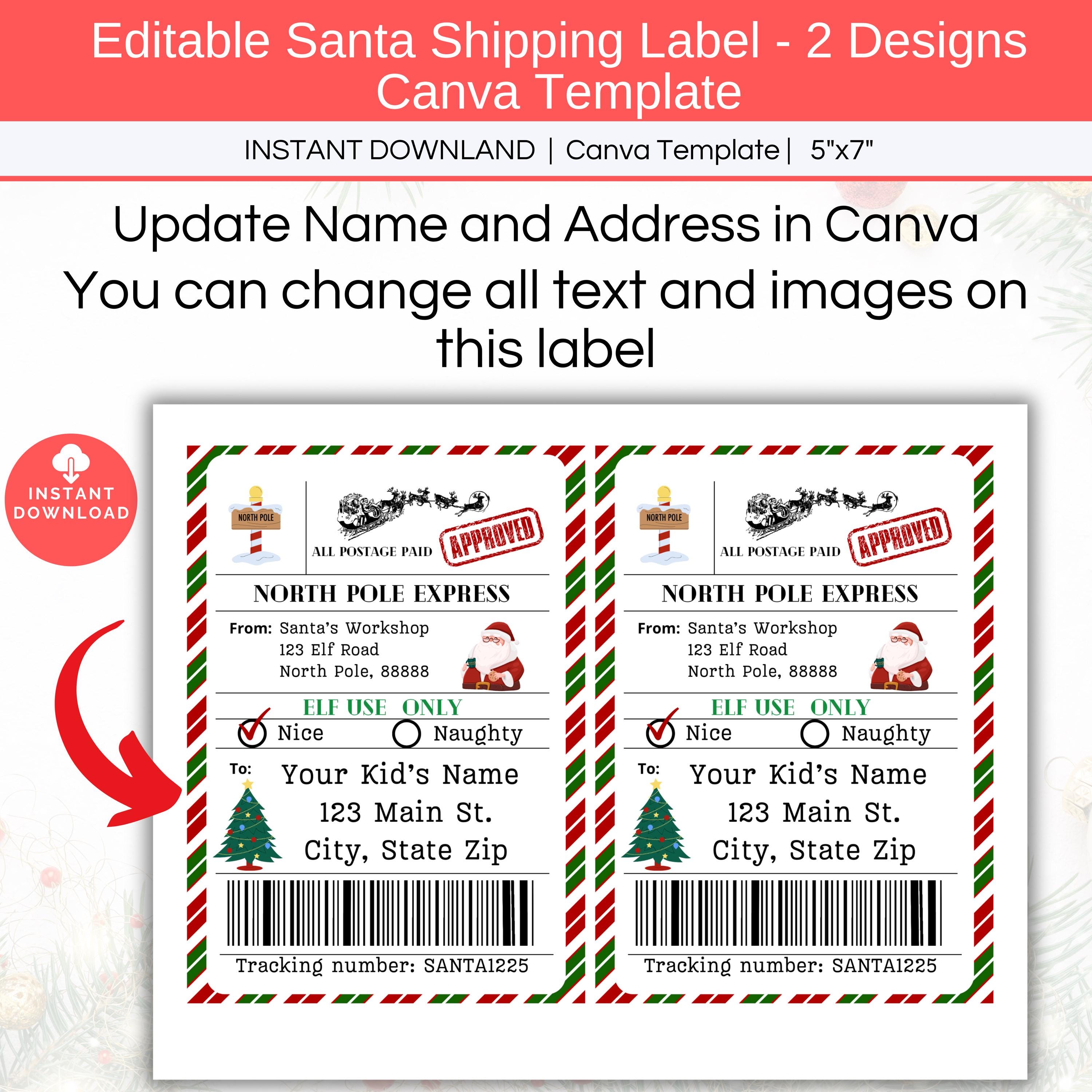 Package From Santa Shipping Label, Christmas Eve Box, Editable North ...