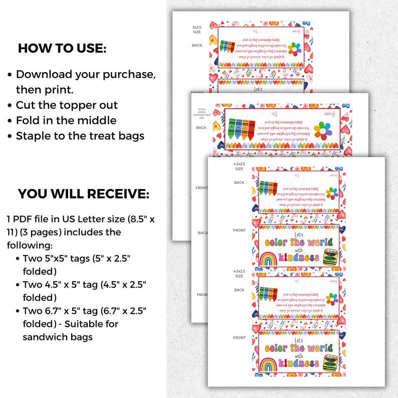 Crayon Valentine Treat Bag Topper Printable, Non Candy Valentine Goodie ...