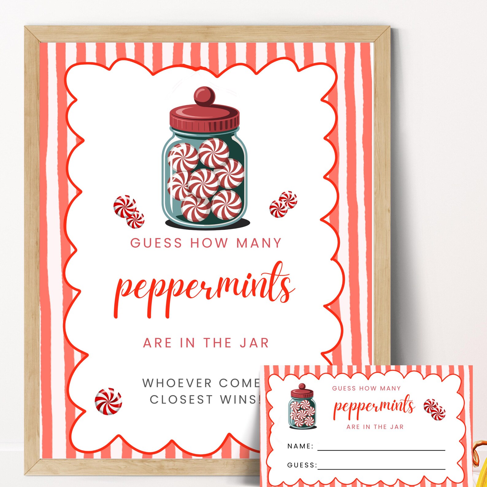 Guess How Many Peppermints in the Jar, Holiday Candy Guessing Game ...