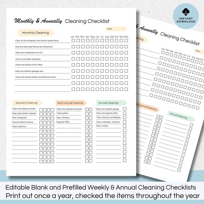 Editable Cleaning Planner Printable, Deep Cleaning Checklist, Declutter ...