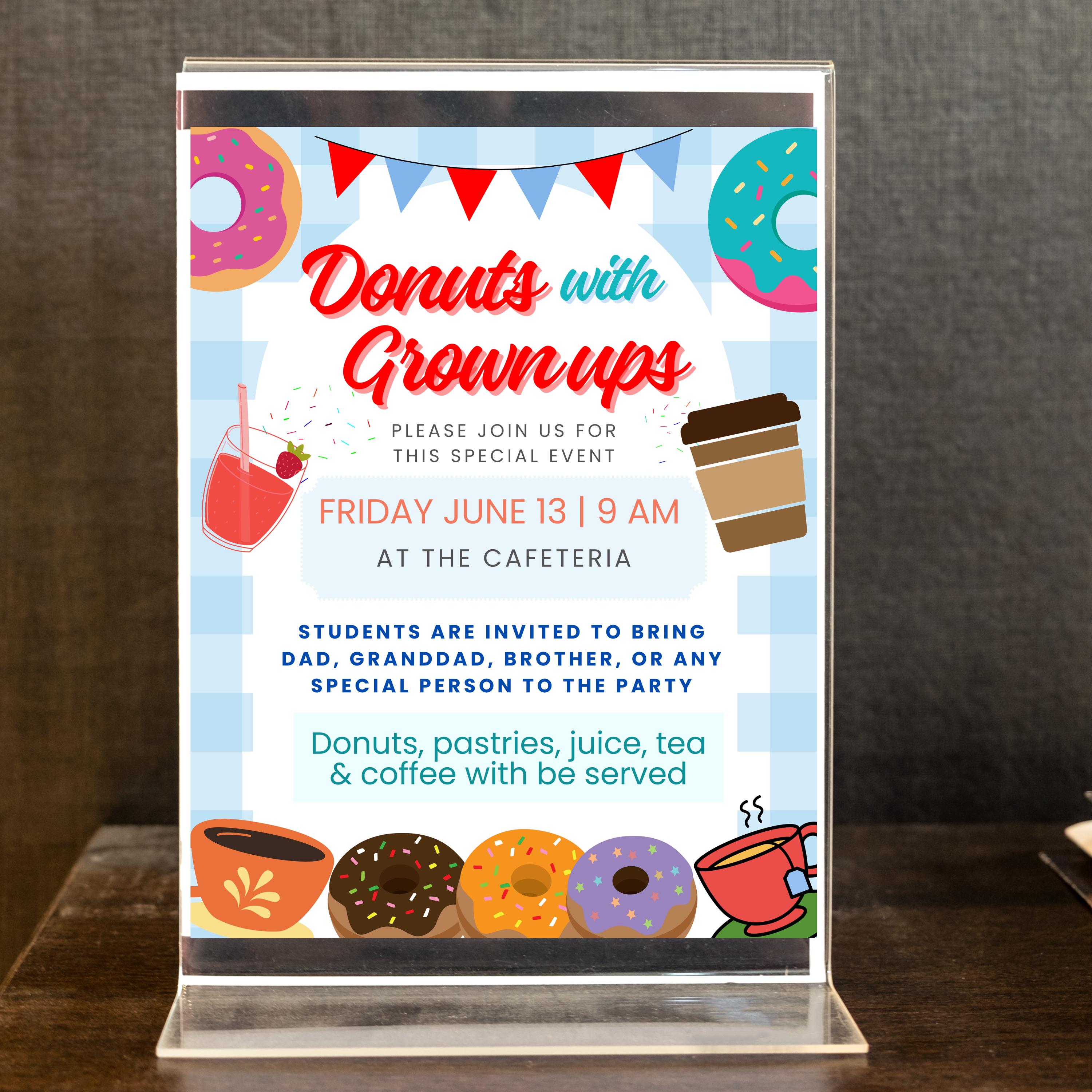 Donuts With Grownups Flyer, Donuts With Dad Flyers, Pastries With ...