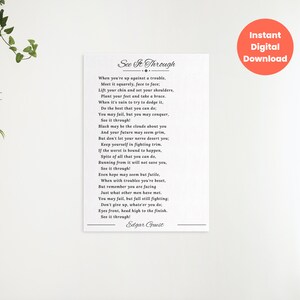 See It Through by Edgar Guest Printable Quote Motivational Wall Art ...