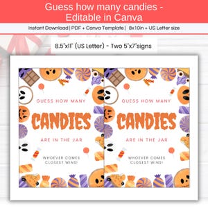 Halloween Candy Guessing Game Printable Sign, Answer Card, Tracking ...