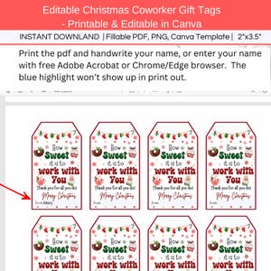 How Sweet It is to Work With You Christmas Gift Tag Printable, Holiday ...