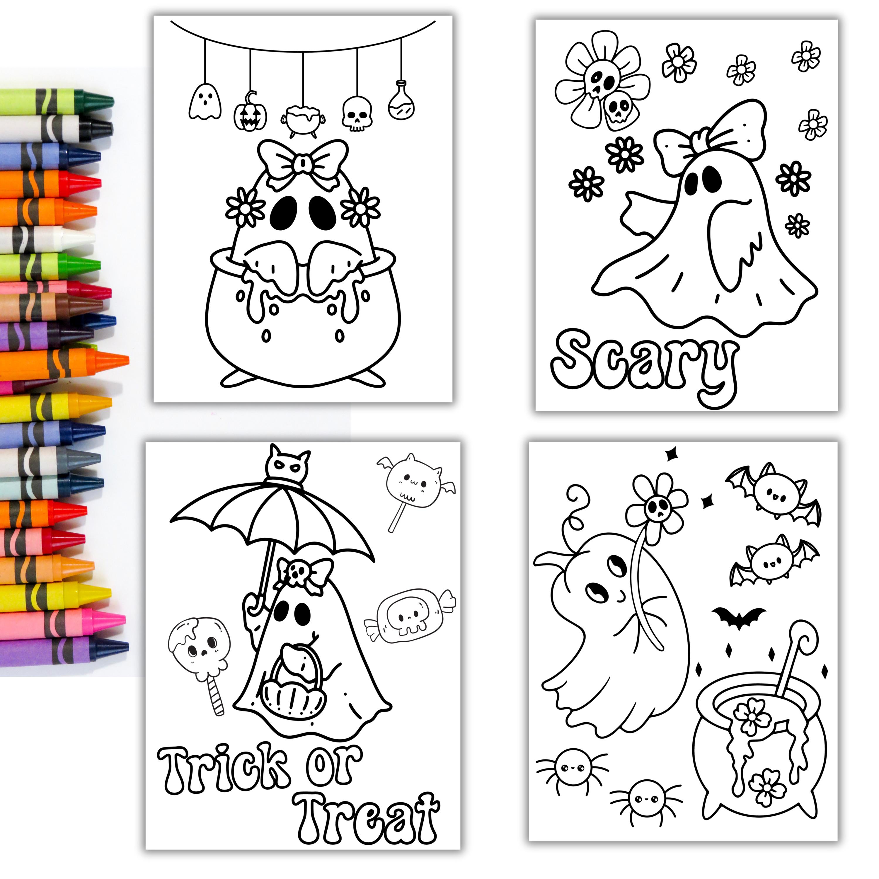 Retro Groovy Halloween Coloring Pages Printable, Bold and Easy Cute and ...