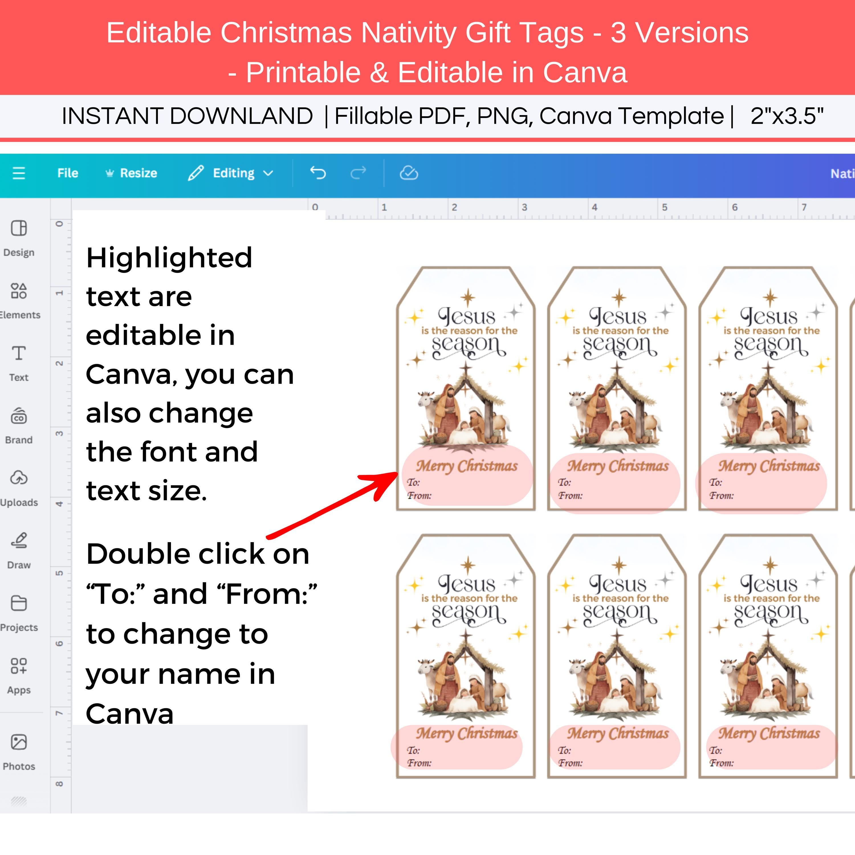 Jesus is the Reason for the Season Printable Gift Tag, Christmas ...