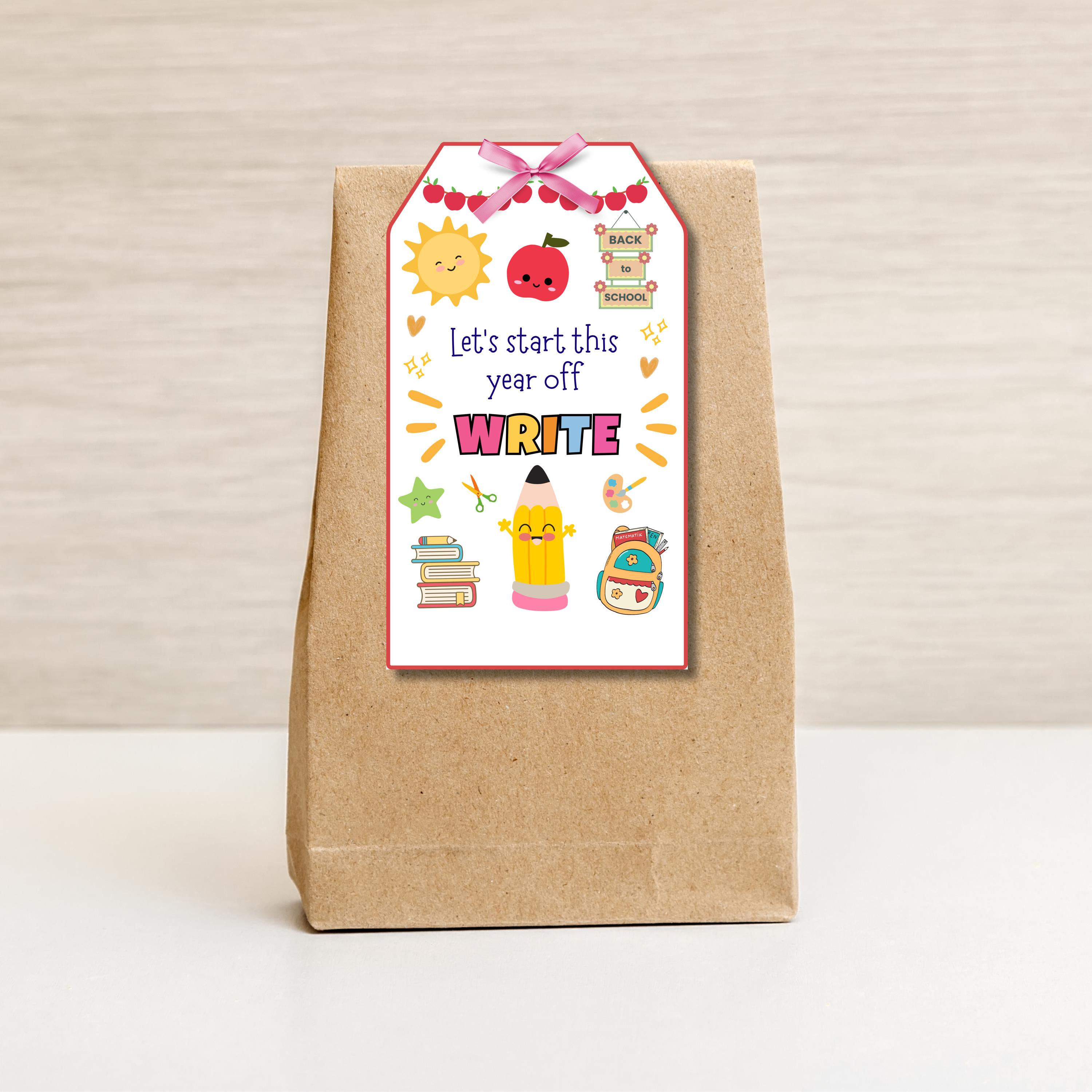 Start the Year off Write Tag Printable, First Day of School Pencil Gift ...