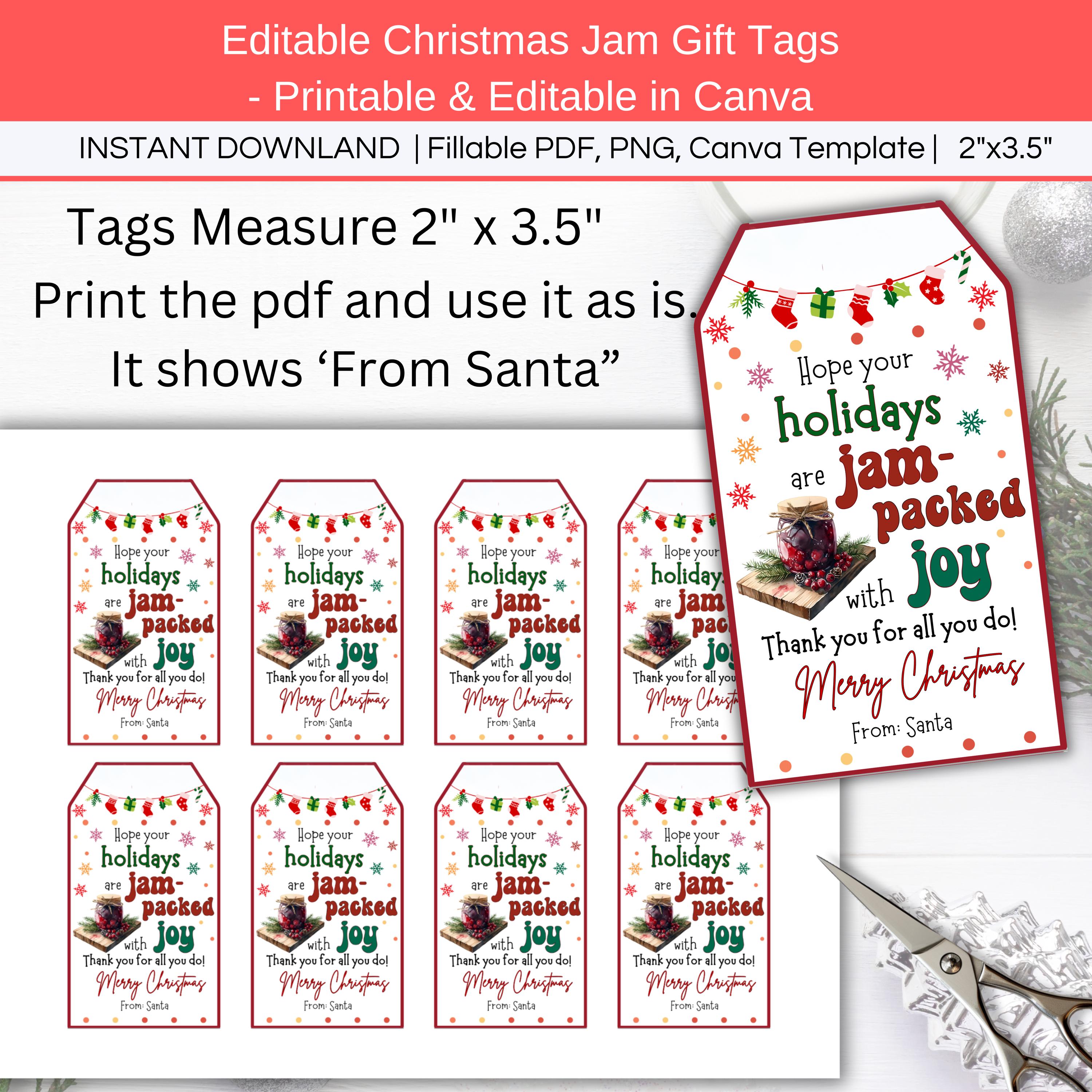 Homemade Jam Gift Basket Tag Printable, Editable Christmas Thank You ...