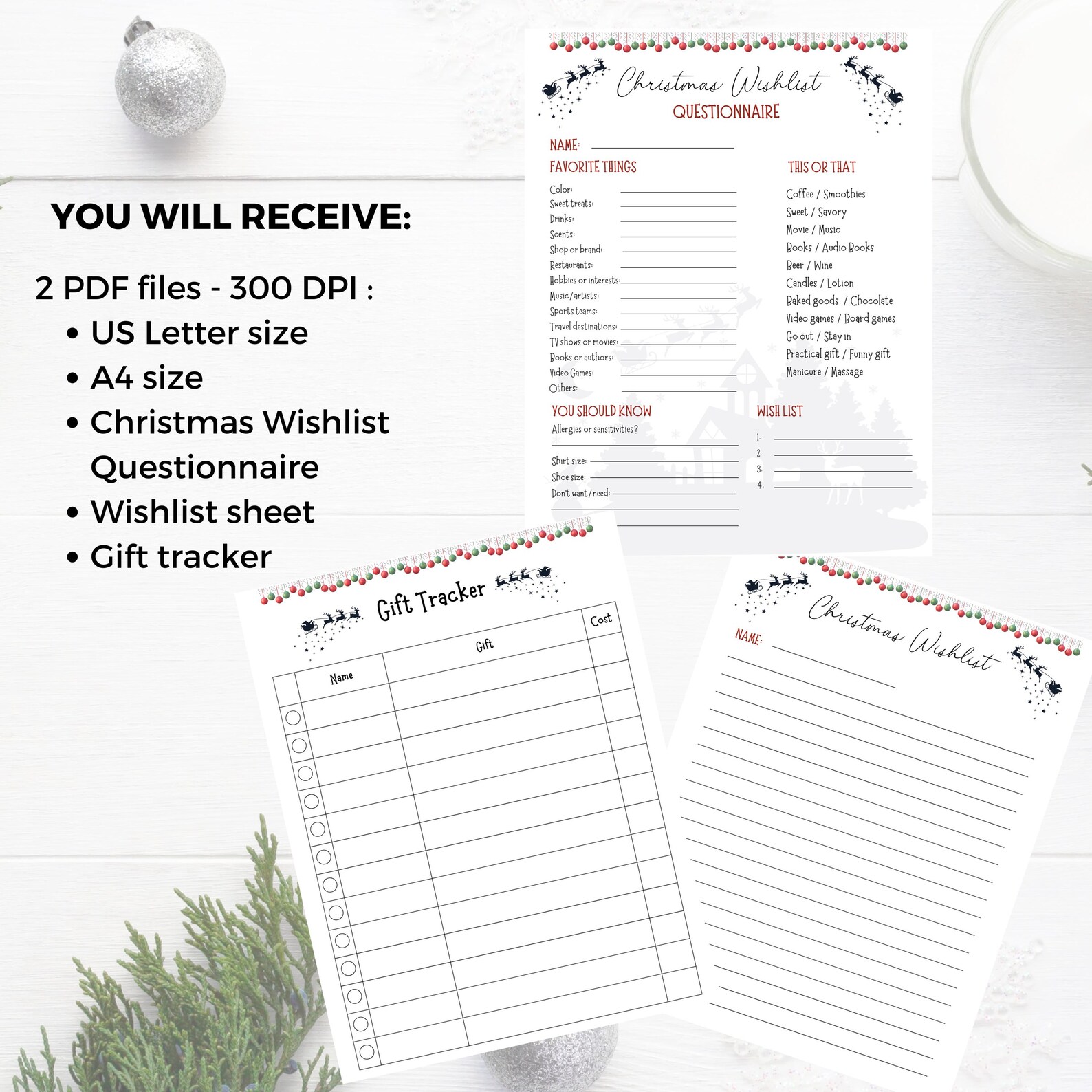 Christmas Wishlist Questionnaire Survey, Christmas Gift Tracker ...