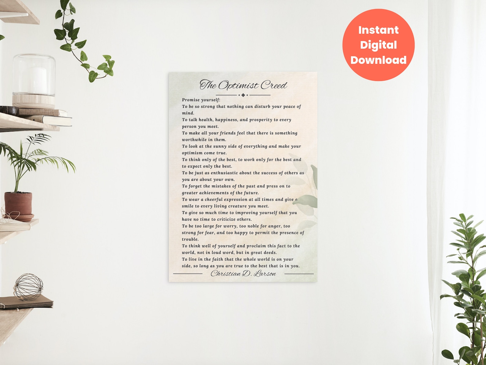 The Optimist Creed Promise Yourself by Christian D. Larson ...