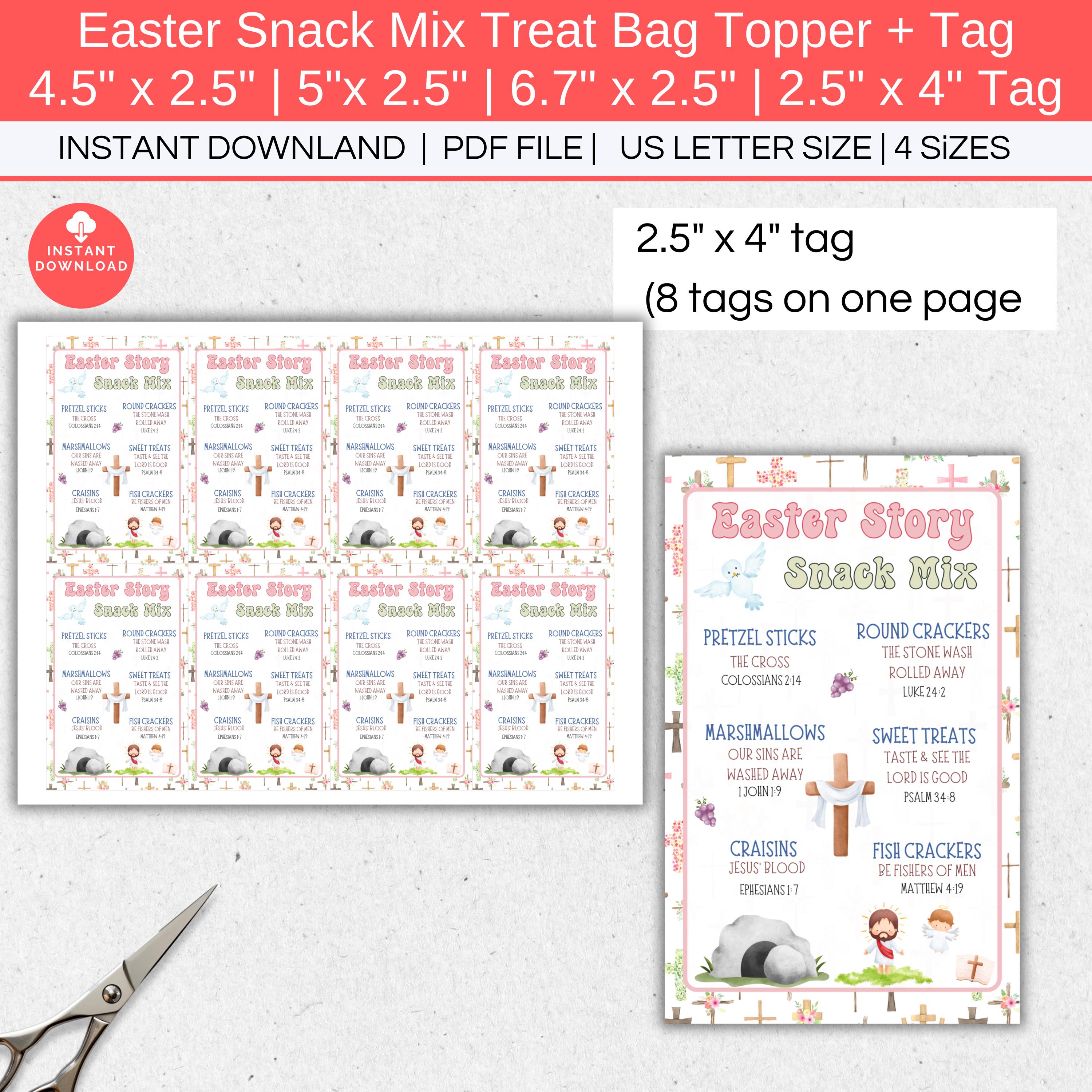 Easter Story Snack Mix Tag Treat Bag Topper Printable, Holy Week Kids ...