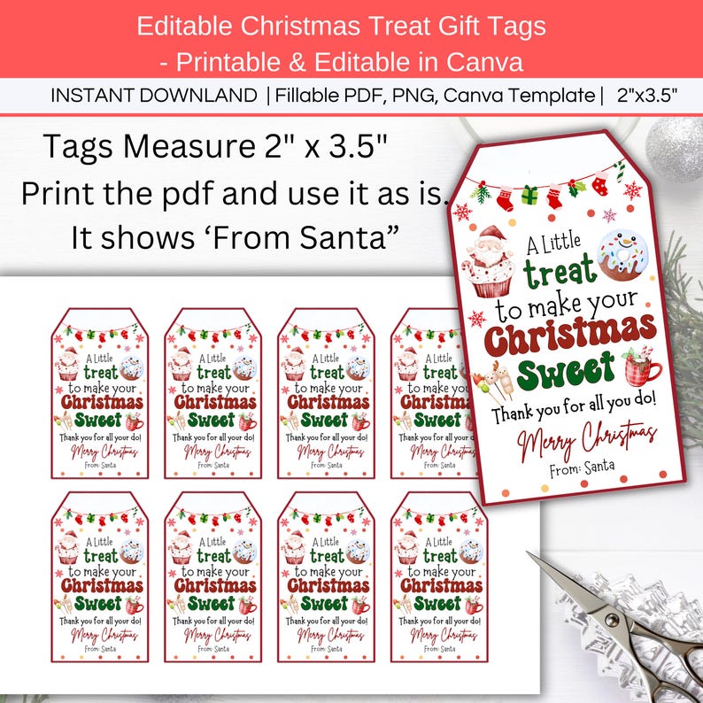 A Little Treat to Make Christmas Sweet, Editable Christmas Treat Tag ...