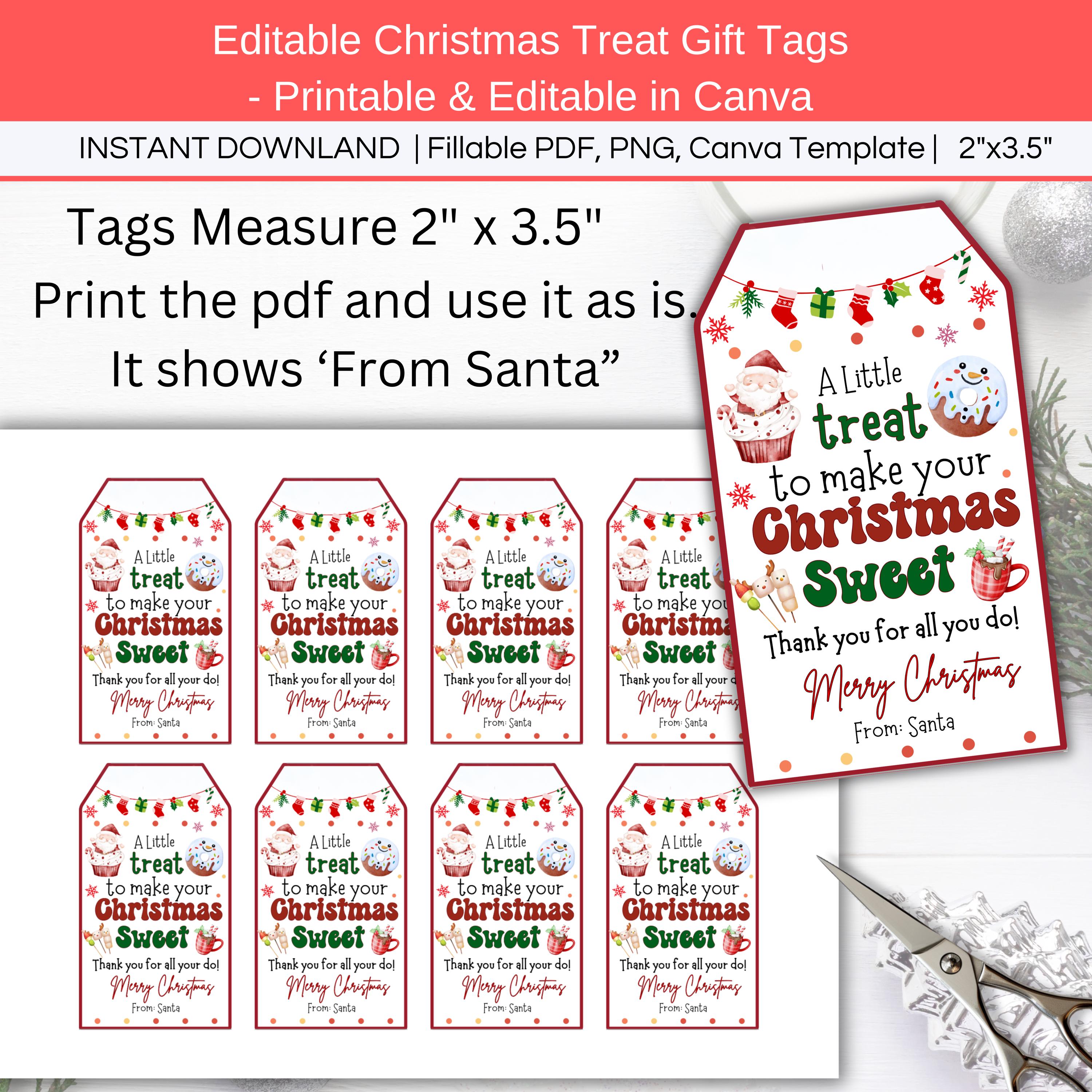 A Little Treat to Make Christmas Sweet, Editable Christmas Treat Tag ...