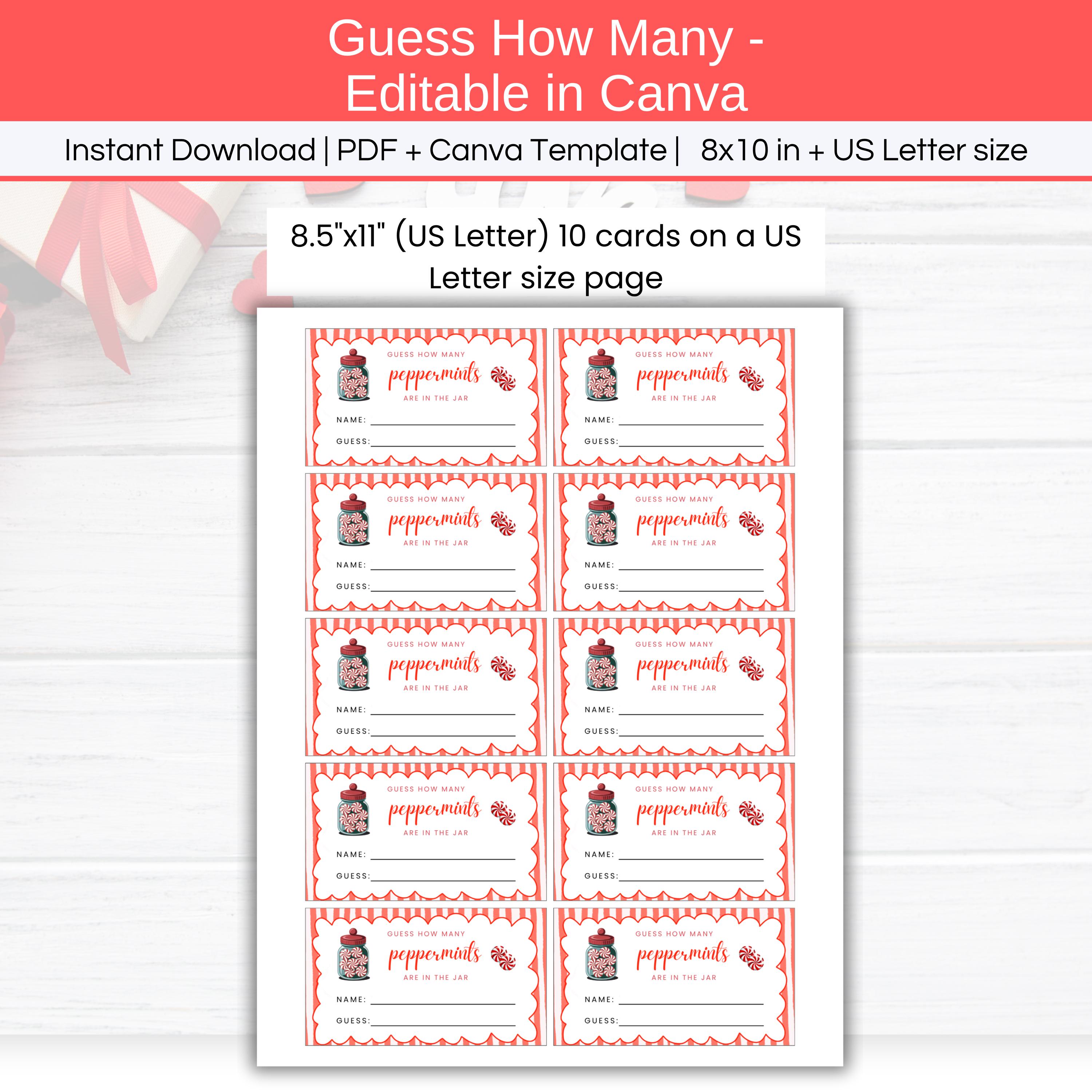 Guess How Many Peppermints in the Jar, Holiday Candy Guessing Game ...