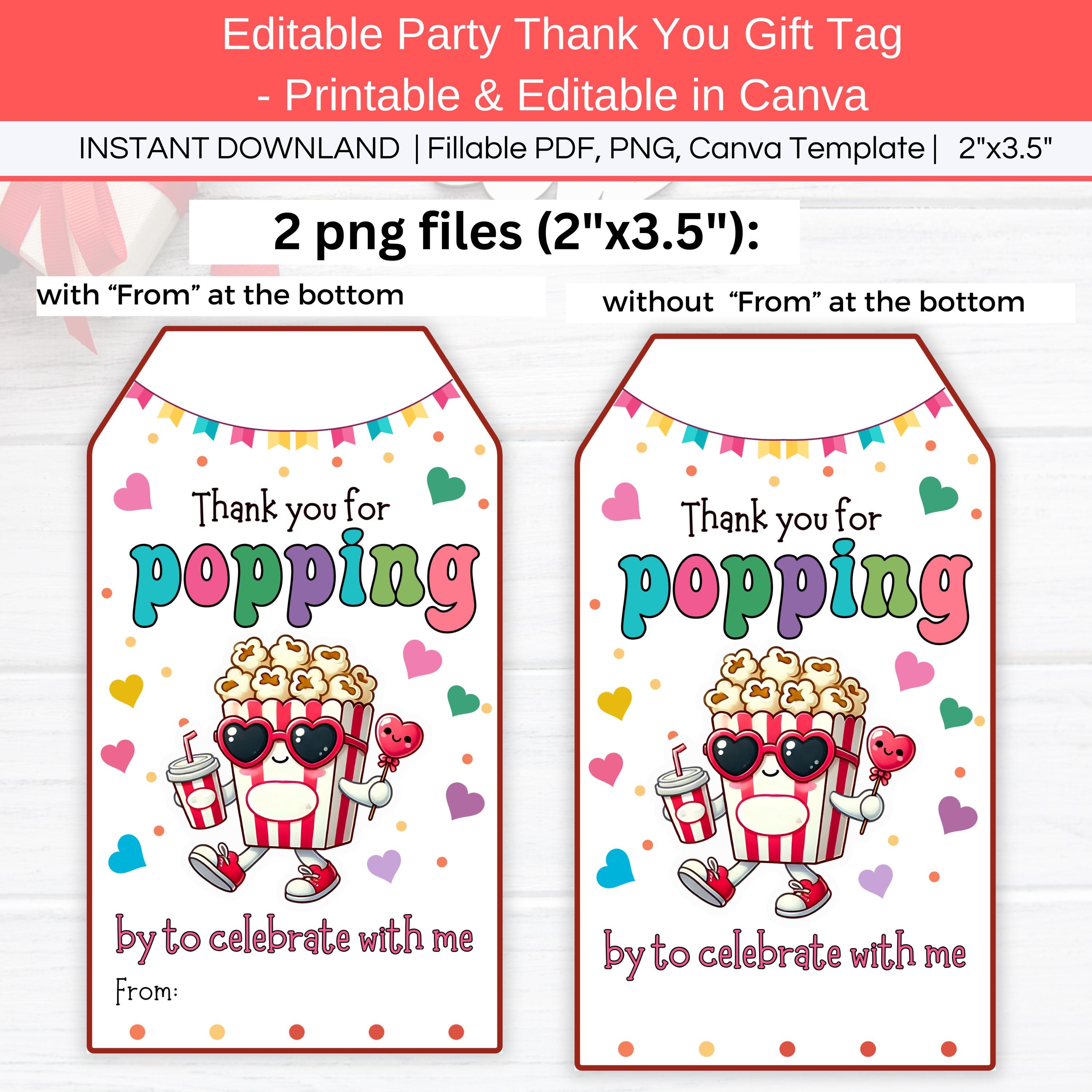 Thank You for Popping by Housewarming Party Favor Tag, Editable Kids ...