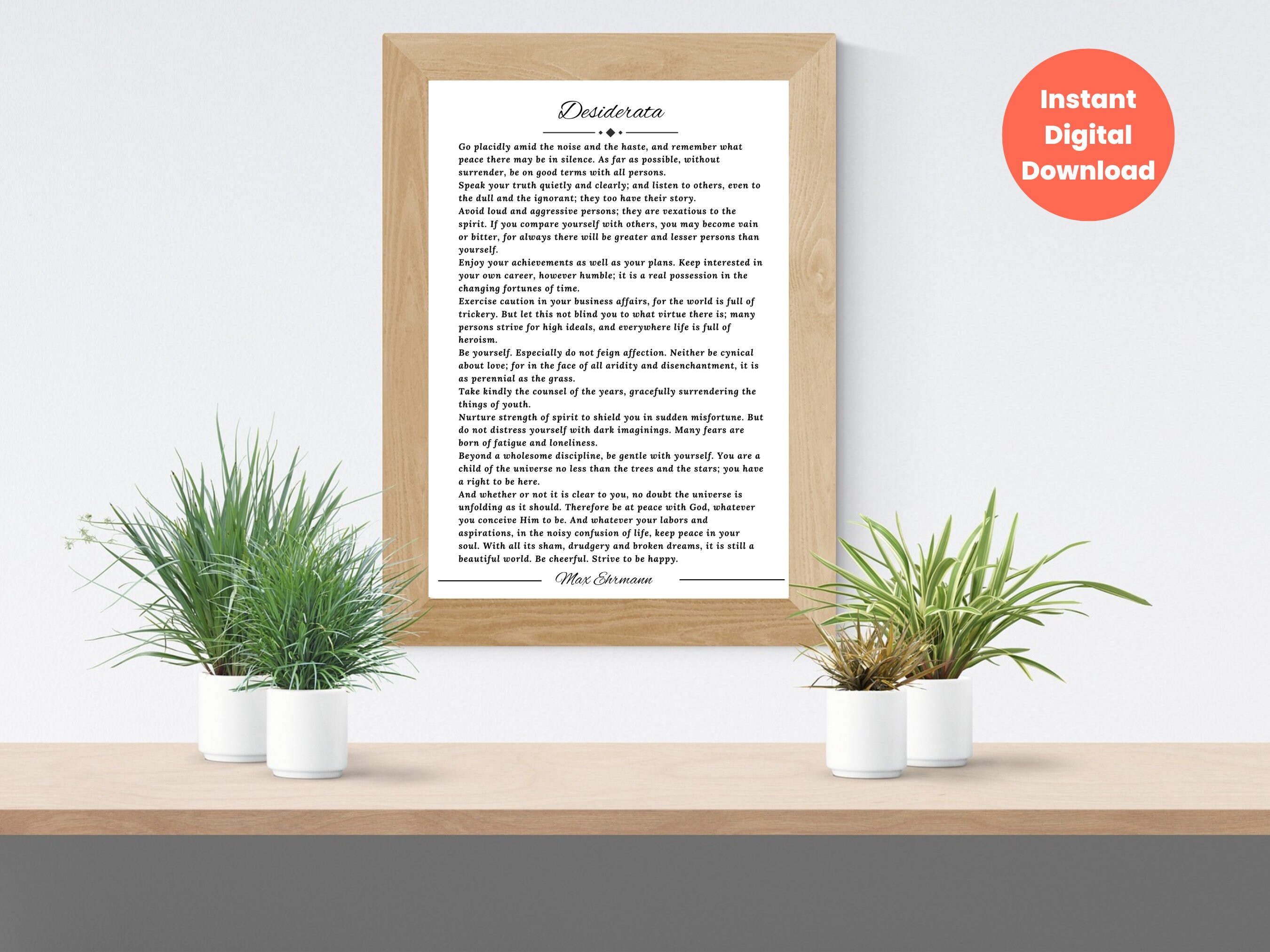 Desiderata by Max Ehrmann, Inspirational Poem Printable Wall Art ...