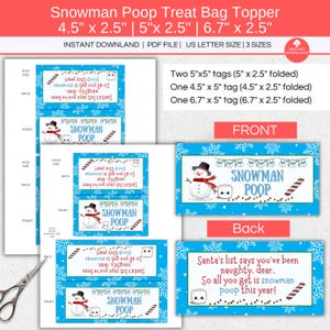 Reindeer Poop, Snowman Poop, Reindeer Poop Treat Bag Toppers, Reindeer ...