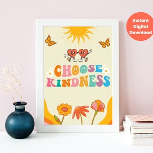 Choose Kindness Motivational Poster Colorful Wall Art, Printable Quote ...
