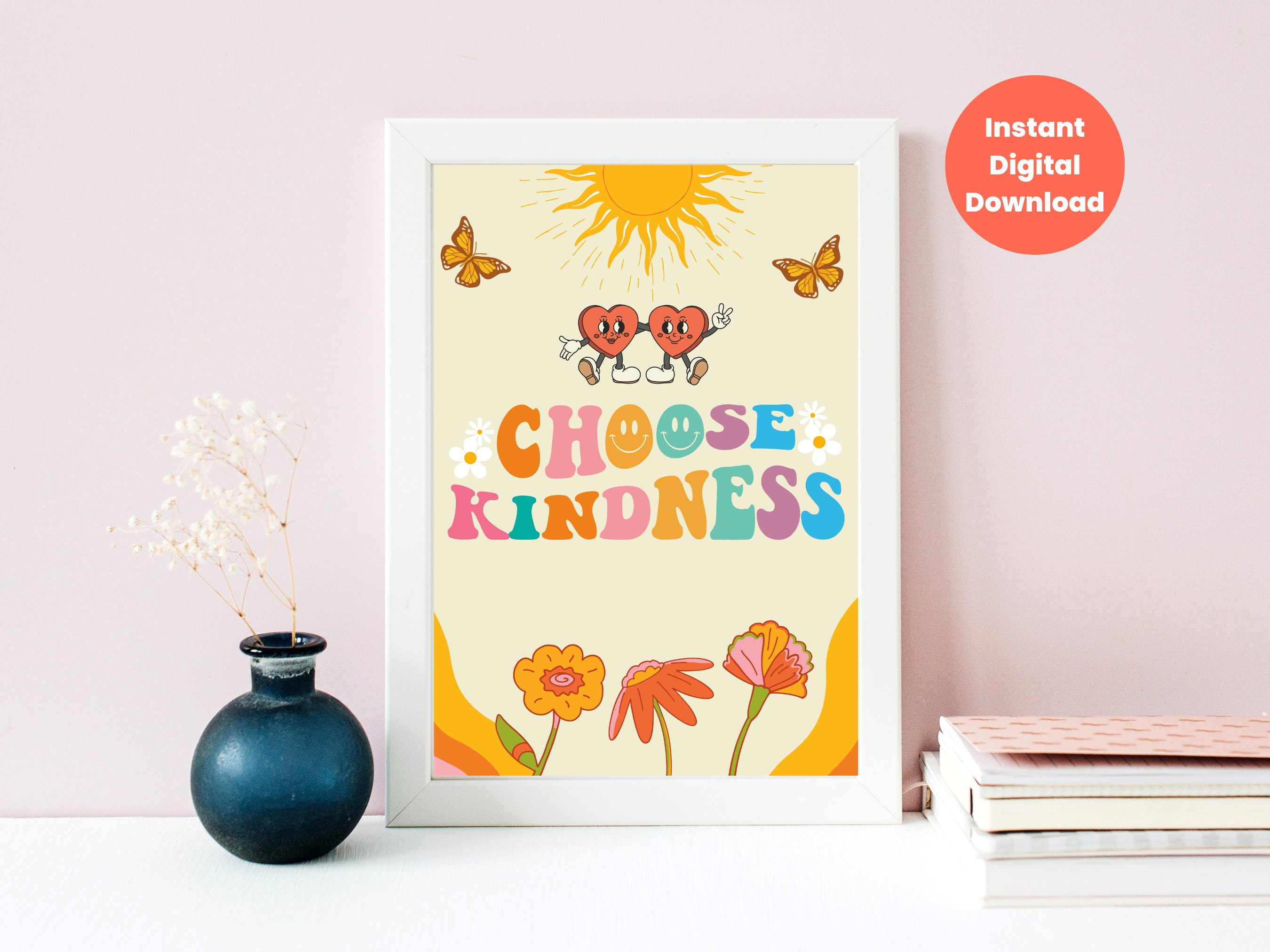 Choose Kindness Motivational Poster Colorful Wall Art, Printable Quote ...