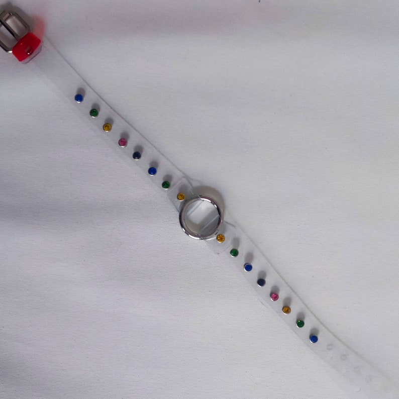 Rainbow Glittery O-ring Transparent clear PVC Choker With a Buckle - Etsy