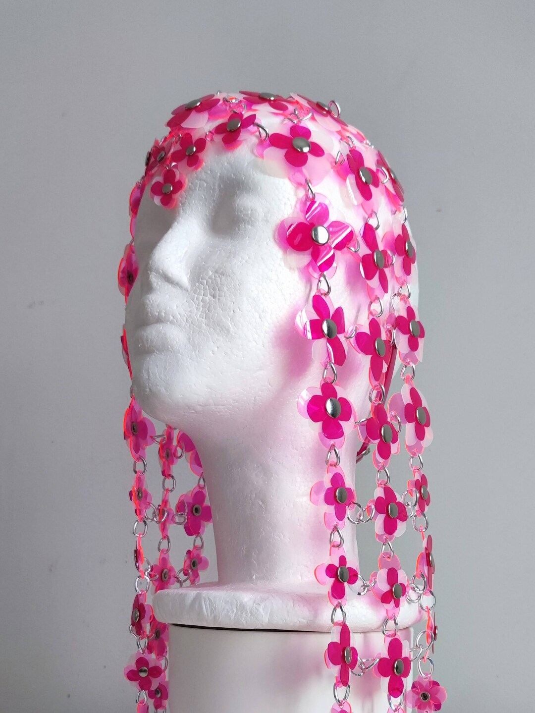 PVC Vinyl Pink Flower Hood Headpiece - Etsy