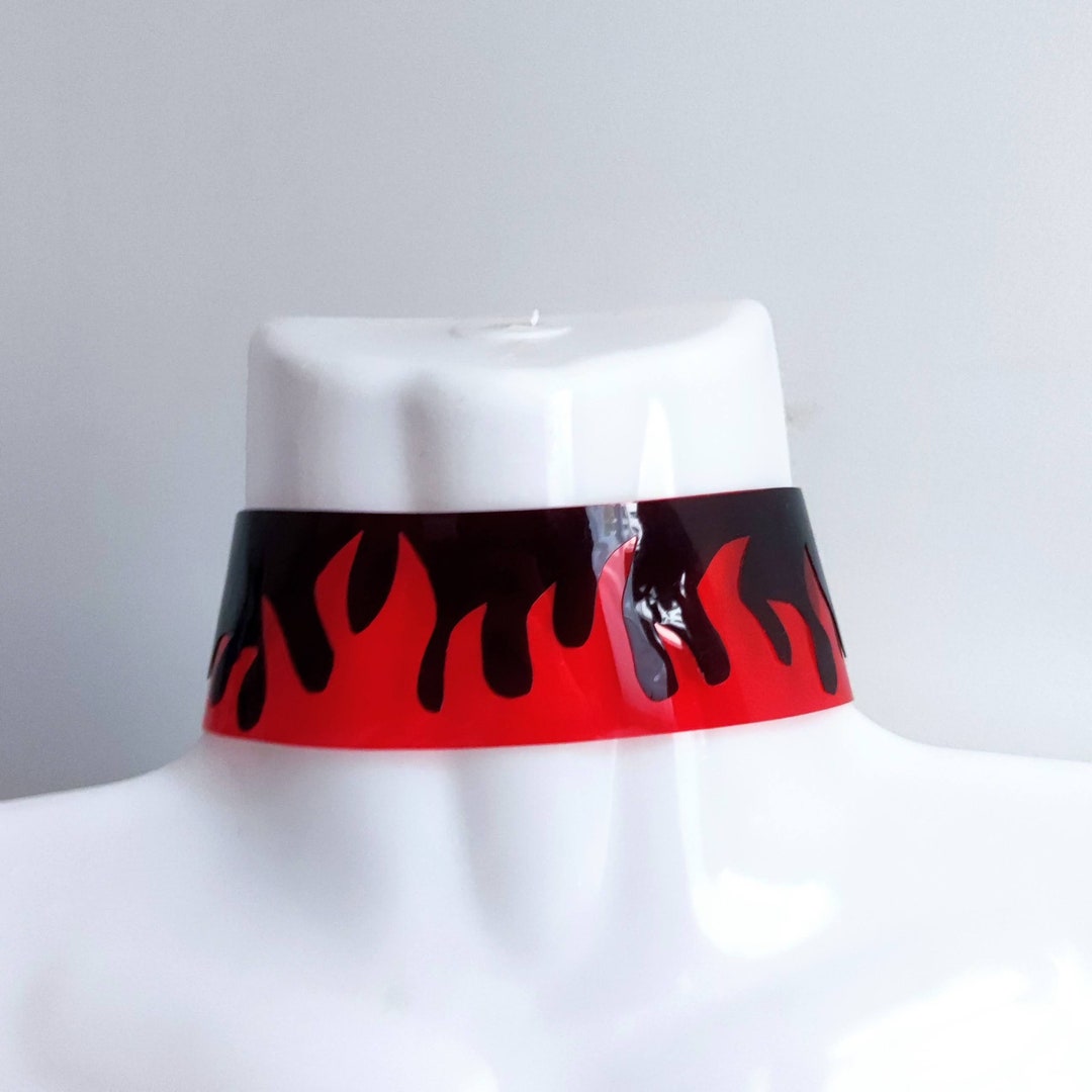 PVC Choker With Flames made to Measure Colours Available - Etsy