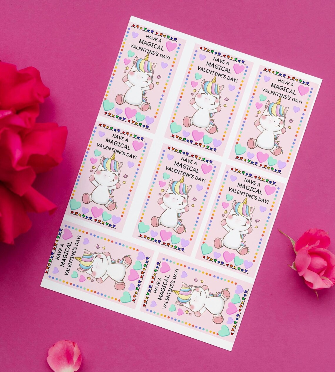 Magical Unicorn Printable Valentine Cards for Classroom Party Exchanges ...