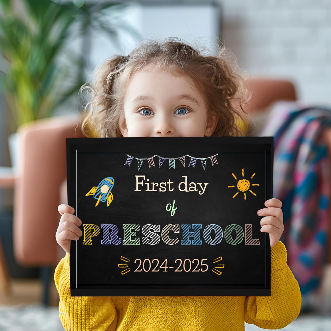 First Day of Preschool Sign Printable Landscape - Etsy