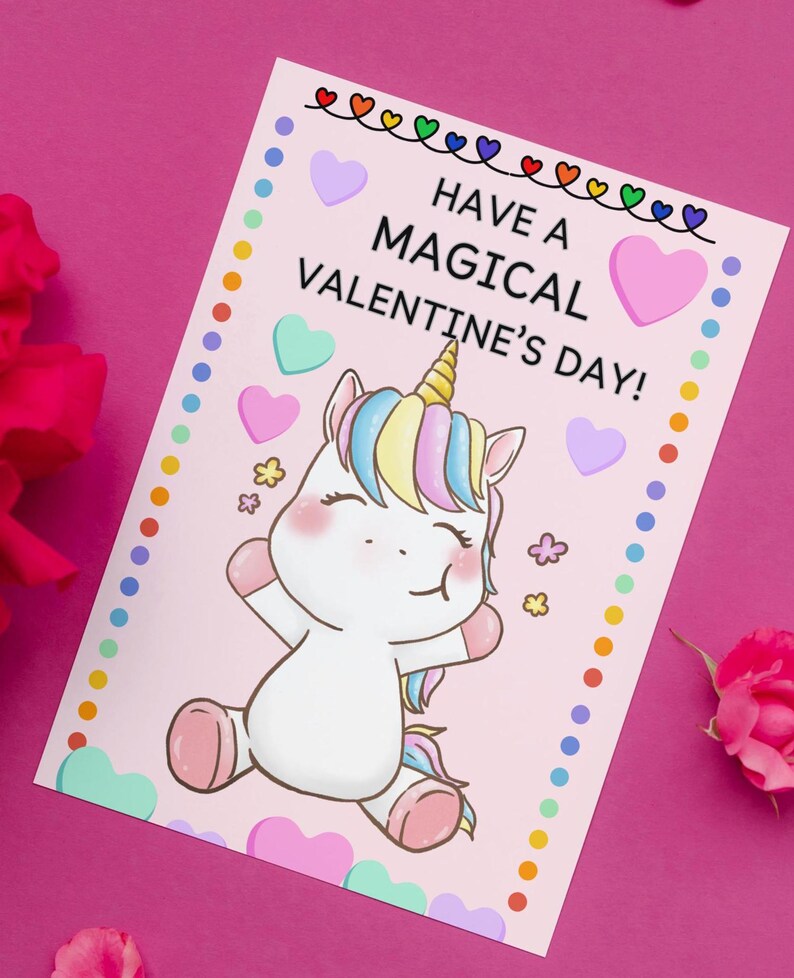 Magical Unicorn Printable Valentine Cards for Classroom Party Exchanges ...