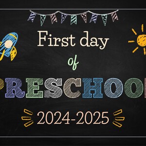 First Day of Preschool Sign Printable Landscape - Etsy