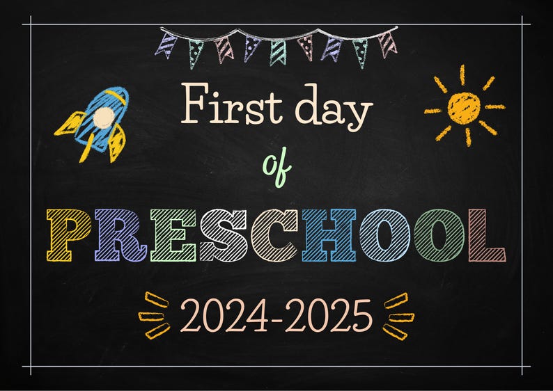 First Day of Preschool Sign Printable Landscape - Etsy