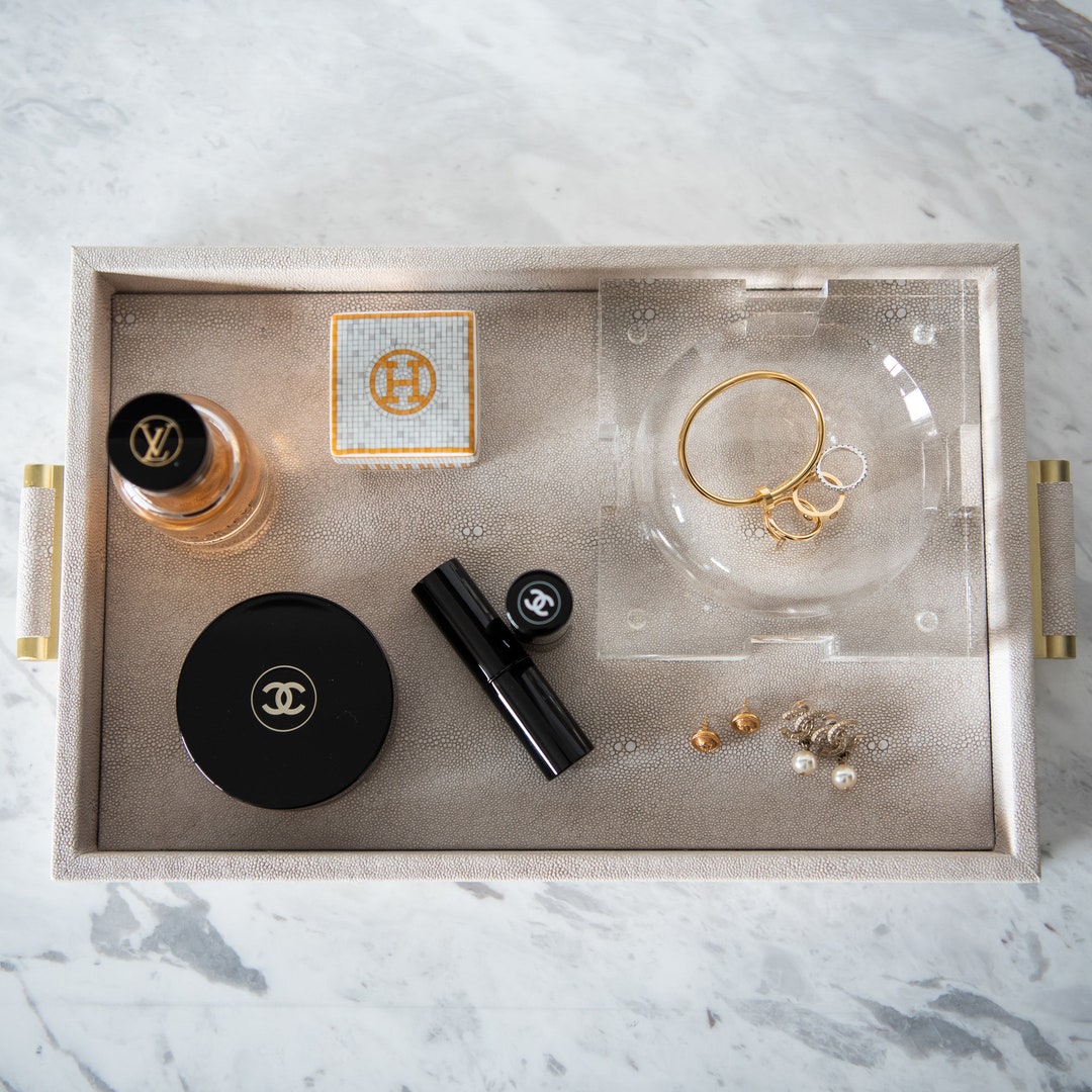 Small Faux Leather Shagreen Tray, Ivory - Etsy