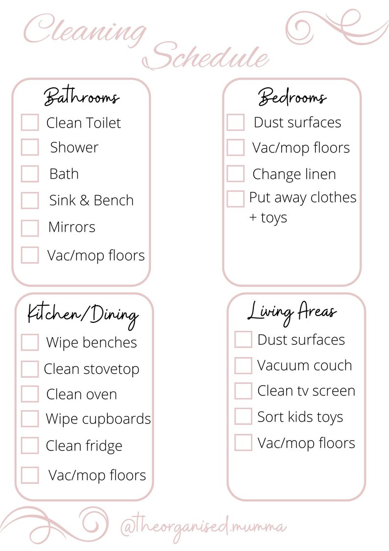 Cleaning Schedule|printable|digital Download - Etsy