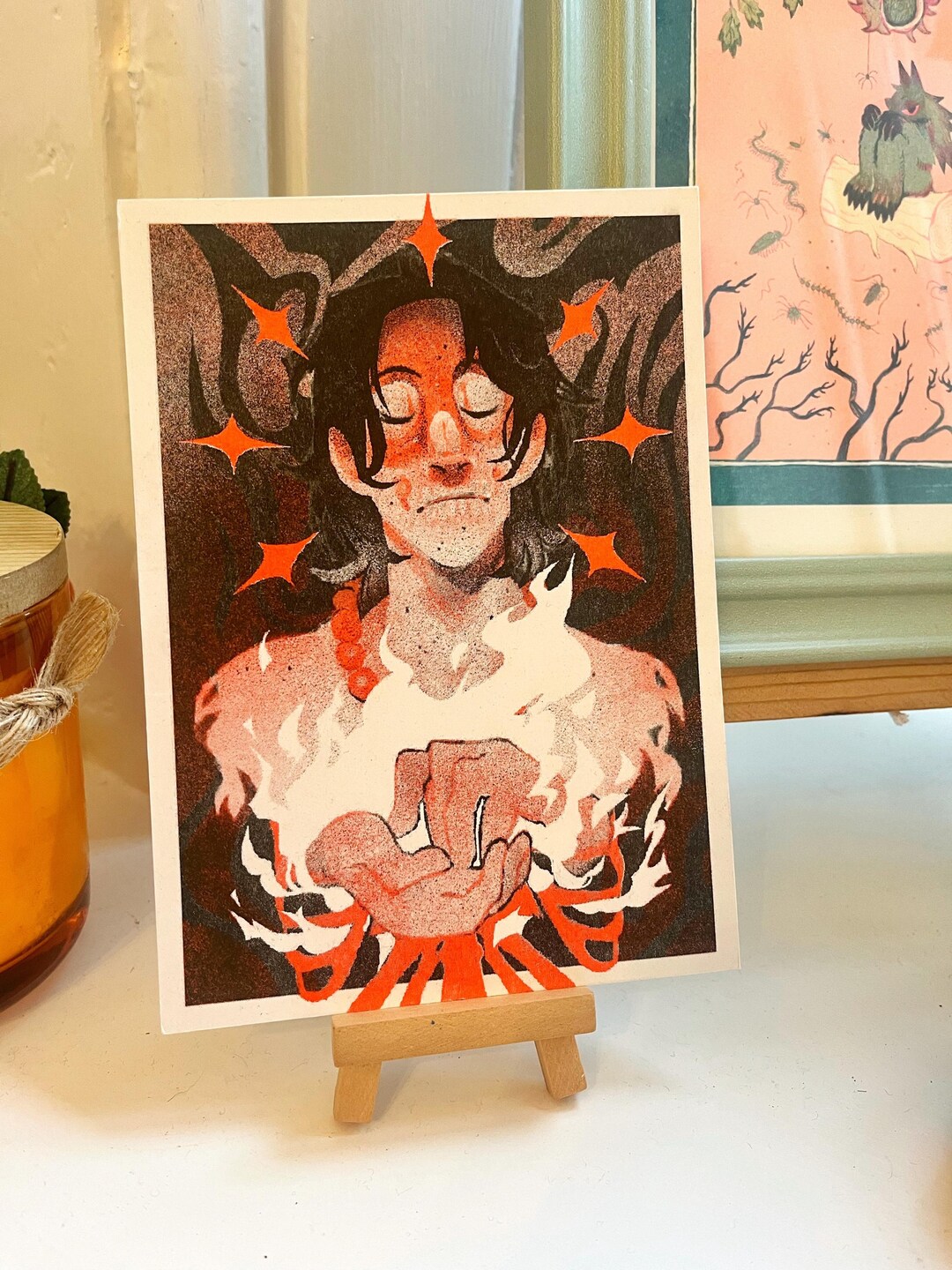 One Piece Ace Risograph Print - Etsy