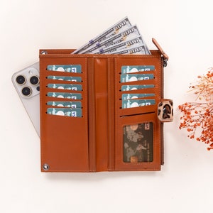 Personalizable Leather Cell Phone Wallet With Strap, Card Holder Wallet ...