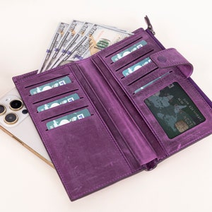 Personalizable Leather Cell Phone Wallet With Strap, Card Holder Wallet ...