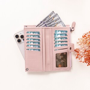 Personalizable Leather Cell Phone Wallet With Strap, Card Holder Wallet ...