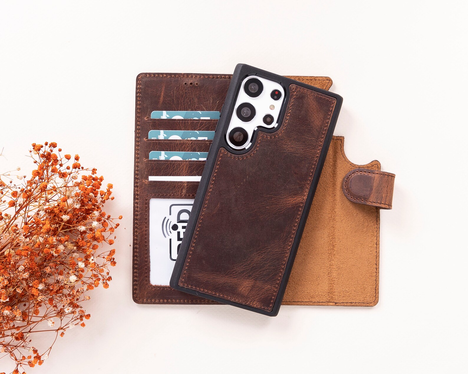 Personalized Leather Samsung S25/S24/S23/S22 Series Magnetic Detachable ...