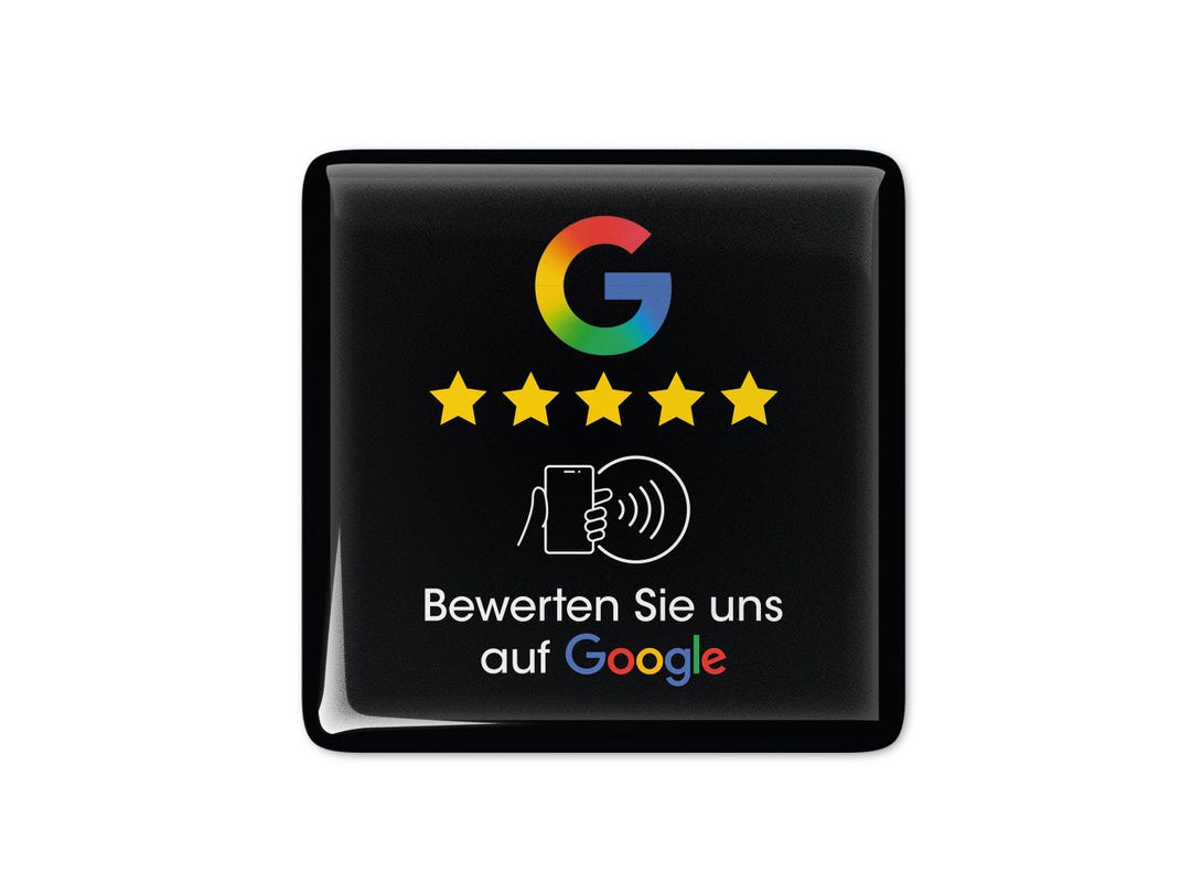Google Rating NFC Sticker Button Plate Patch 3D Doming Black Collect ...