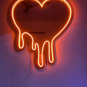 Bleeding Heart Led Neon Mirror Sign | Melting Heart Makeup Mirror Neon ...
