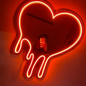 Bleeding Heart Led Neon Mirror Sign | Melting Heart Makeup Mirror Neon ...
