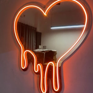 Bleeding Heart Led Neon Mirror Sign | Melting Heart Makeup Mirror Neon ...
