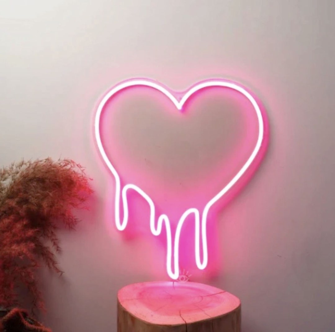 Bleeding Heart Neon Sign | Melting Heart Neon Sign | Custom Heart Neon ...