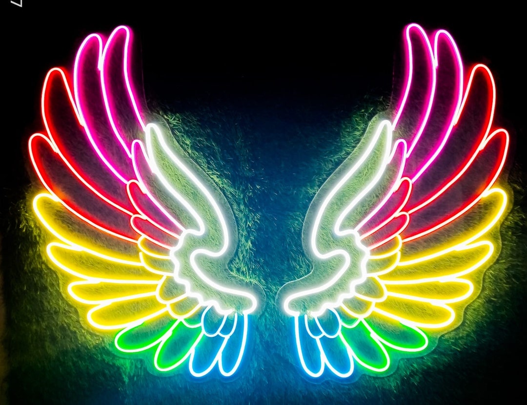 Angel Wings Custom Neon Sign, Angel Wings Neon Sign, Angel Neon Sign ...
