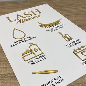 Lash Aftercare Advice Sign Acrylic Sign Salon Sign Aesthetics Aftercare ...