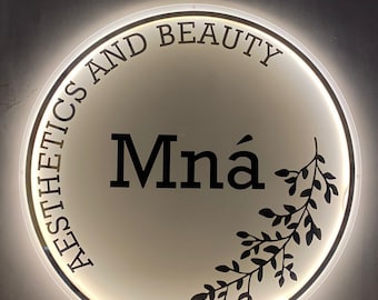 Round Backlit Acrylic Logo Sign Business Acrylic Logo Sign LED Business ...