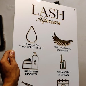 Lash Aftercare Advice Sign Acrylic Sign Salon Sign Aesthetics Aftercare ...