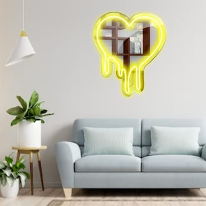 Bleeding Heart Led Neon Mirror Sign Melting Heart Makeup - Etsy