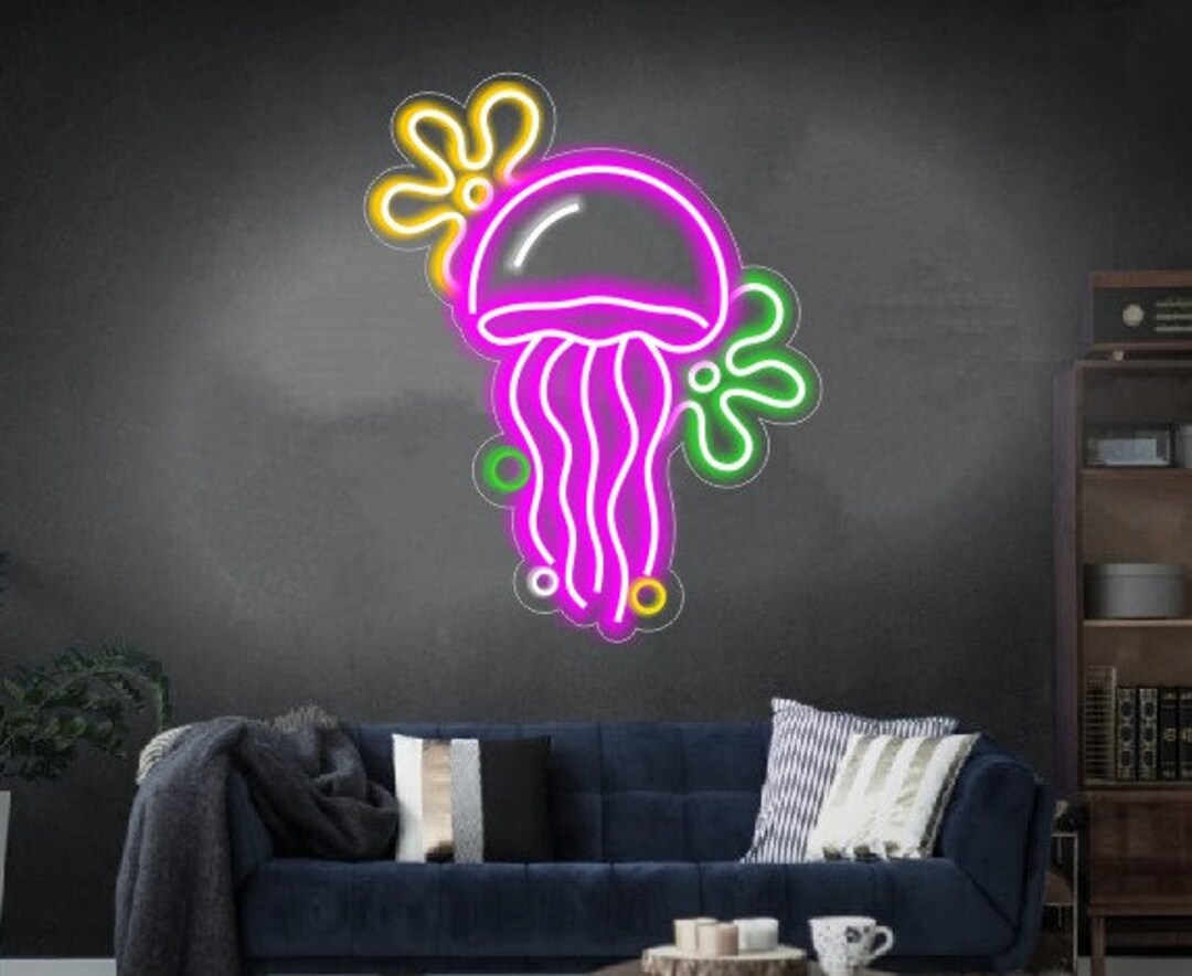 Jellyfish Neon Sign, Custom Spongebob Flower Neon Light, Jellyfish ...